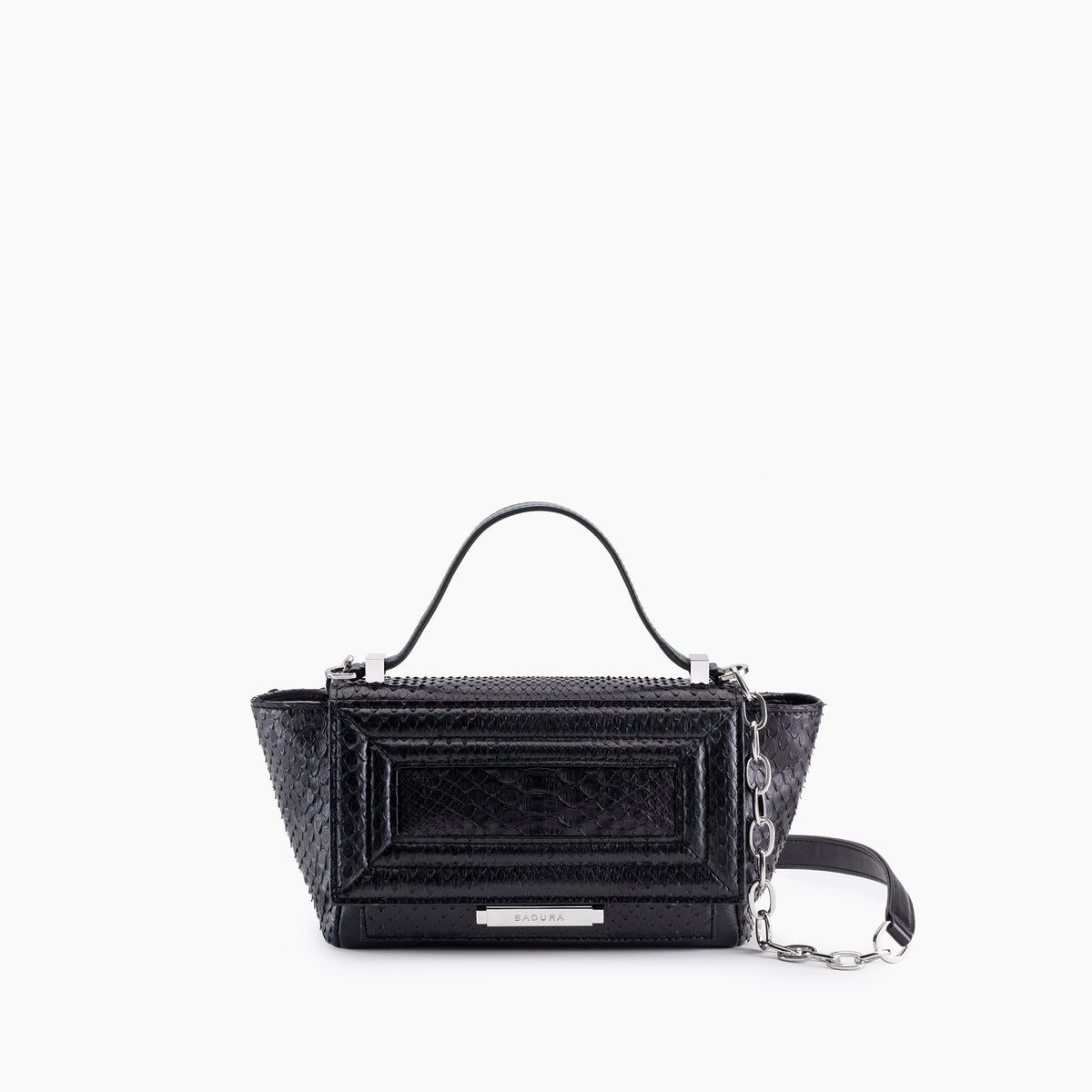 Luisa Mini Chain Bag With Handle - Black Python – badura