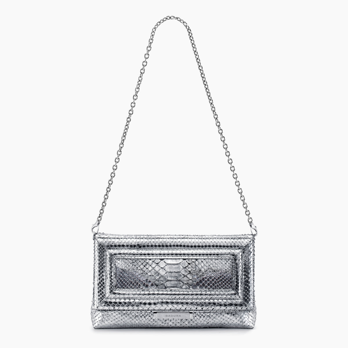 Luisa Clutch - Silver Laminated Python – badura